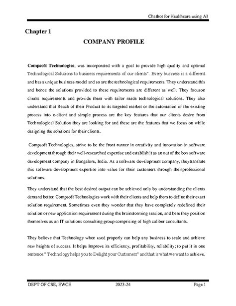 Chatbot For Healthcare System Using Ai Chatbot For Healthcare Using Ai Dept Of Cse Ewce 2023