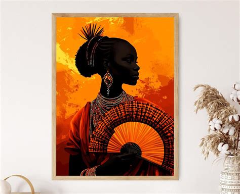 Kenyan Woman Illustration Maasai Hand Fan Beaded Folk Art African