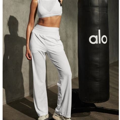 Alo Yoga Pants And Jumpsuits Alo Yoga White Track Pants Poshmark