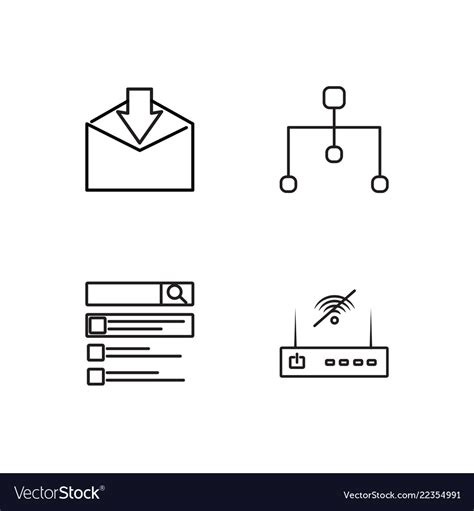 Web Simple Outlined Icons Set Royalty Free Vector Image