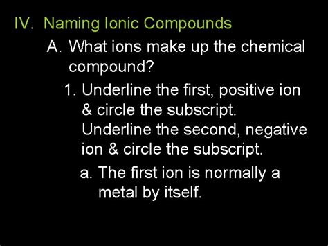 Section Names And Formulas For Ionic