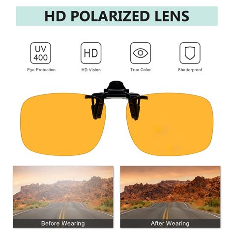 Flip Up Clip On Polarized Night Driving Glasses 4 Pack Men 58mmx40mm