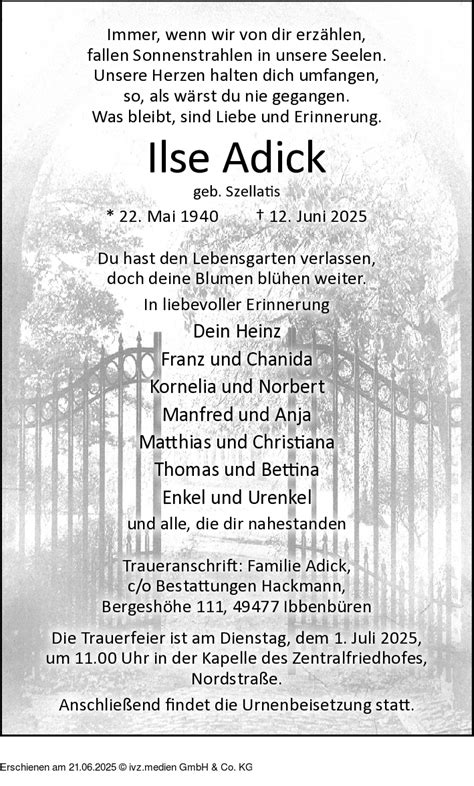 Ivz Trauer Ilse Adick