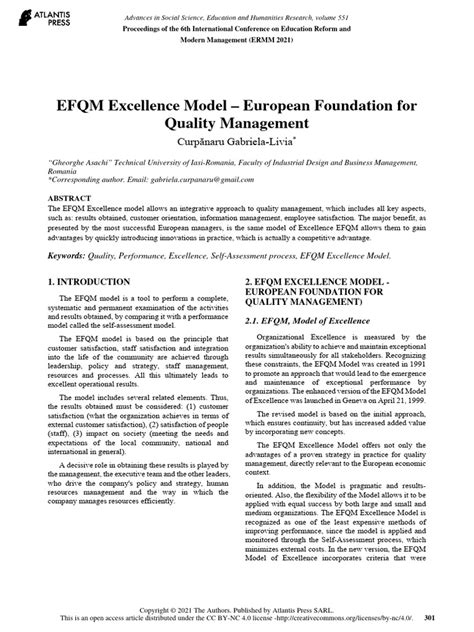 Efqm Excellence Model European Foundation For Quality Management Pdf Quality Management