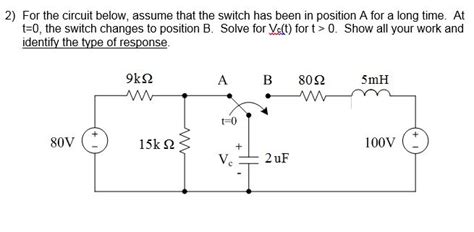 Solved For The Circuit Below Assume That The Switch Has