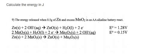 Solved Calculate The Energy In J The Energy Released When Chegg