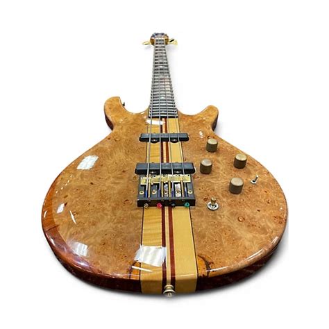 Vintage 1980s Moonstone Eclipse Burl Maple Electric Bass Guitar Burl
