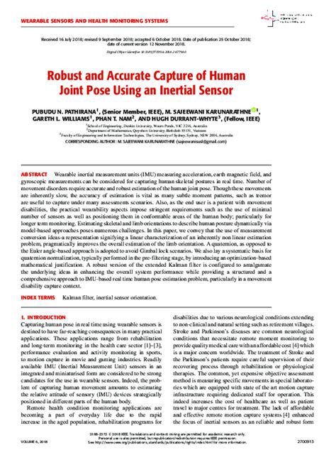 Pdf Robust And Accurate Capture Of Human Joint Pose Using An Inertial