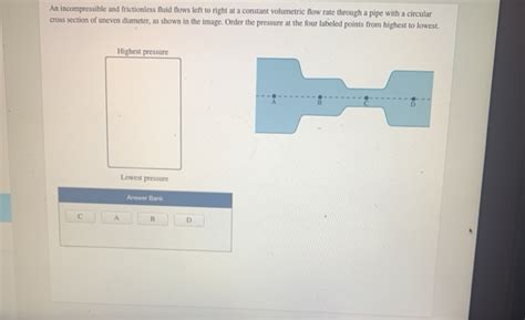 Solved An Incompressible And Frictionless Fluid Flows Left Chegg