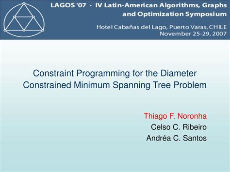 ppt constraint programming for the diameter constrained minimum