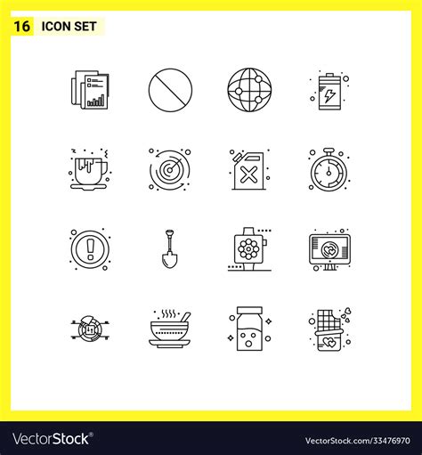 16 Thematic Outlines And Editable Symbols Vector Image