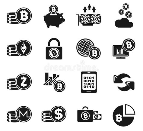 Cryptocurrency And Mining Icon Set Stock Vector Illustration Of