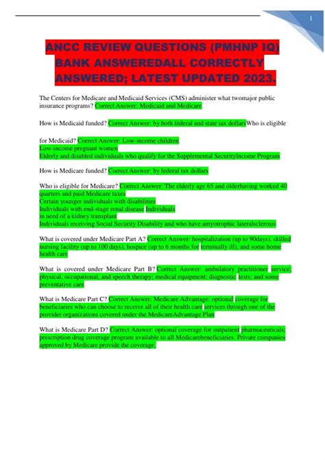 Ancc Review Questions Pmhnp Iq Bank Answered All Correctly Answered Latest Updated 2024