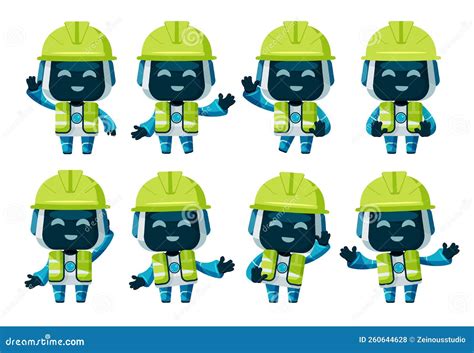 Robots Police Character Vector Set Police Robot Characters With Helmet And Vest With Pose And