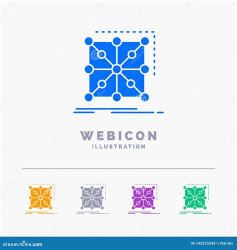 Data Framework App Cluster Complex 5 Color Glyph Web Icon Template Isolated On White Vector