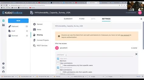 sharing your project and managing permissions in kobotoolbox youtube