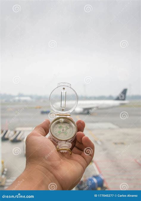 Compass Close Up Against Aircraft Stock Image Image Of Background