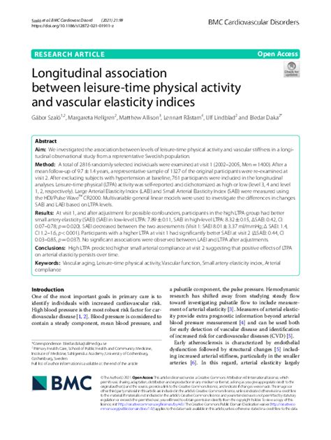 Pdf Longitudinal Association Between Leisure Time Physical Activity