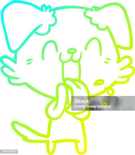 만화 헐떡이는 강아지의 차가운 그라데이션 선 그리기 개에 대한 스톡 벡터 아트 및 기타 이미지 개 귀여운 그라데이션 Istock