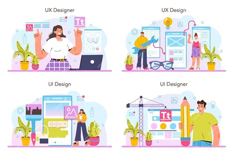 premium vector ux and ui designer concept set app interface