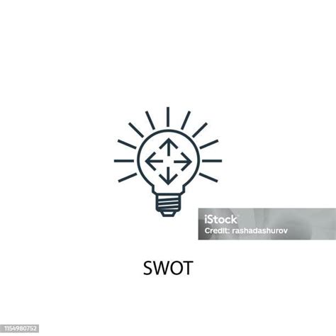 Swot 개념 라인 아이콘입니다 간단한 요소 그림입니다 Swot 개념 개요 기호 디자인입니다 웹 및 모바일 Ui Ux에 사용할 수 있습니다 개념에 대한 스톡 벡터 아트 및