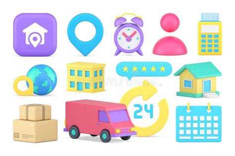 Delivery Cargo Global Shipment Online Shopping Payment Invoice Set 3d Icon Realistic Vector