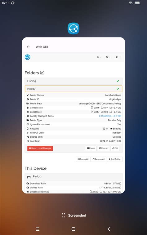 error in reporting sync out of sync totals android syncthing