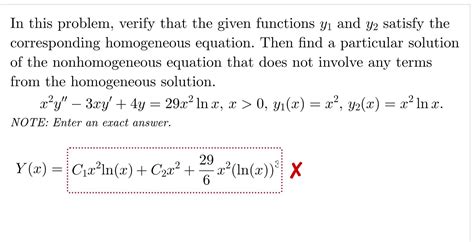 Solved In This Problem Verify That The Given Functions Yi