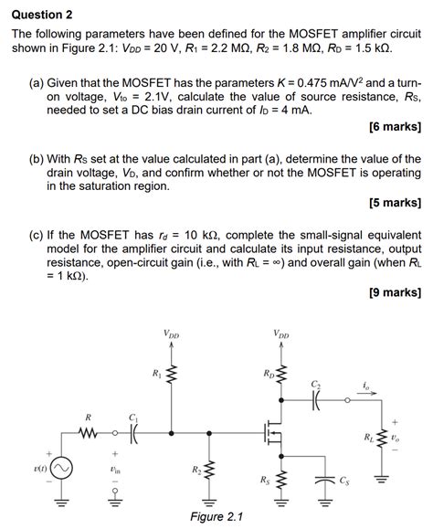 Question 2 The Following Parameters Have Been Defined For The Mosfet A