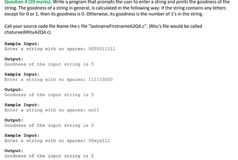 Solved Question 4 10 Marks Write A Program That Prompts