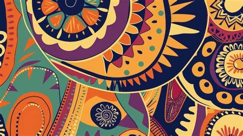 Vibrant Abstract Mural With Ancient Cultural Patterns Premium Ai Generated Image