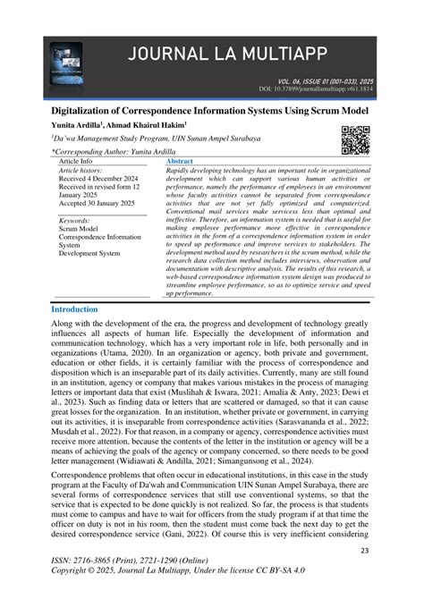 Pdf Digitalization Of Correspondence Information Systems Using Scrum Model