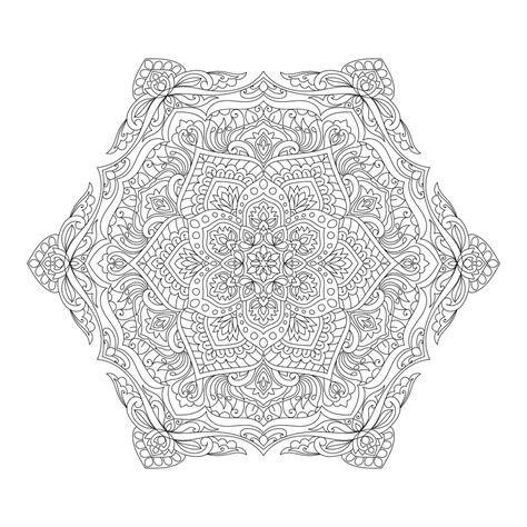 장식 멘디 디자인 스타일 색칠 페이지 그림 프리미엄 벡터
