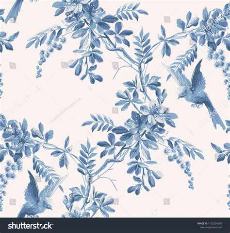 Vintage Monochrome Seamless Texture Small Birds Stock Vector Royalty Free 1103204690