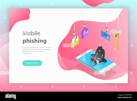 isometric flat vector concept of phishing computer virus hacking