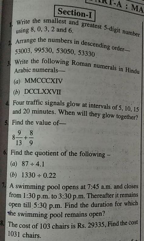 Write The Smallest And Greatest 5 Digit Number Using 8032 And 6 Arra