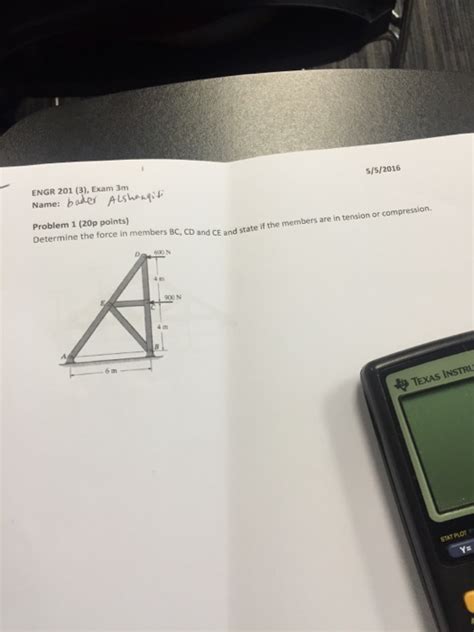 Solved Determine The Force In Members Bc Cd And Ce And State