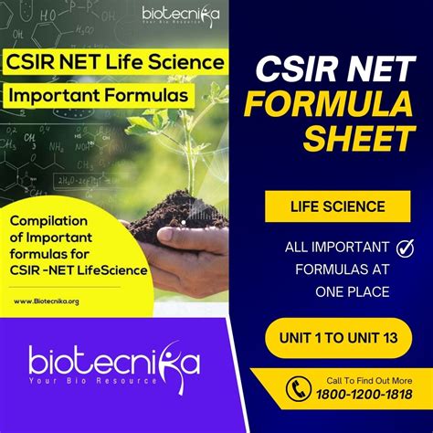 Csir Net Life Science Formula Sheet Pdf Download — Biotecnika Store