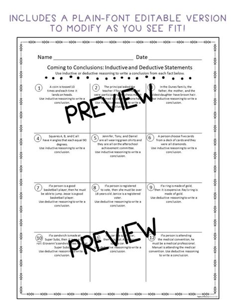 Inductive And Deductive Reasoning Editable Student Practice Pages Made By Teachers
