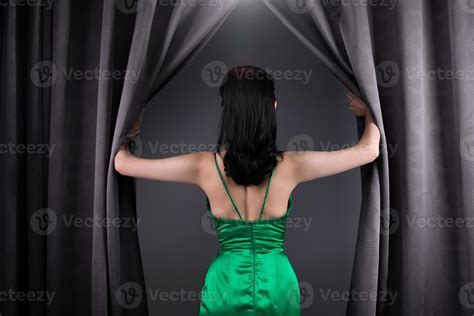 Concept Of Beautiful Miss Pageant Queen Contest Opens Stage Curtain As