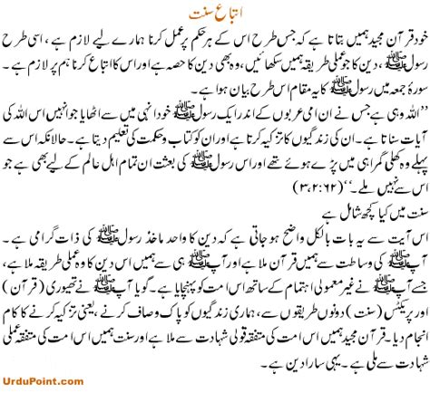 Ittibaa E Sunnat Sunat E Enabisaw Islamic Article In Urdu