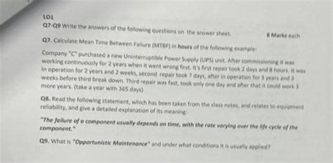 Solved Q7q9 Write The Answers Of The Following Questions On