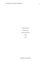 Trouble And Issues Docx Running Head TROUBLE AND ISSUES Trouble And Issues Babe Name