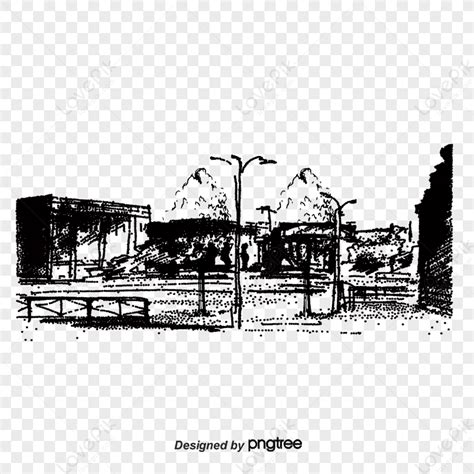 벡터 검은색 스케치 풍경이 그림나무풍경화 Png 일러스트 무료 다운로드 Lovepik