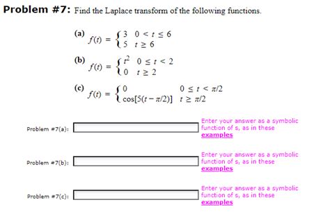 Solved Problem 7 Find The Laplace Transform Of The Chegg Com