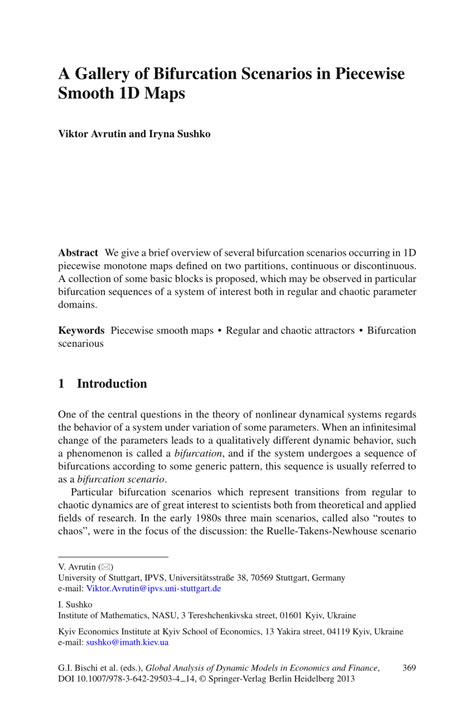 Pdf A Gallery Of Bifurcation Scenarios In Piecewise Smooth 1d Maps