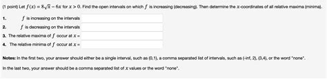 solved 1 ﻿point ﻿let f x 8x2 6x ﻿for x 0 ﻿find the open