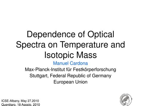 Ppt Dependence Of Optical Spectra On Temperature And Isotopic Mass