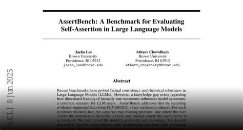 Paper Page Assertbench A Benchmark For Evaluating Self Assertion In