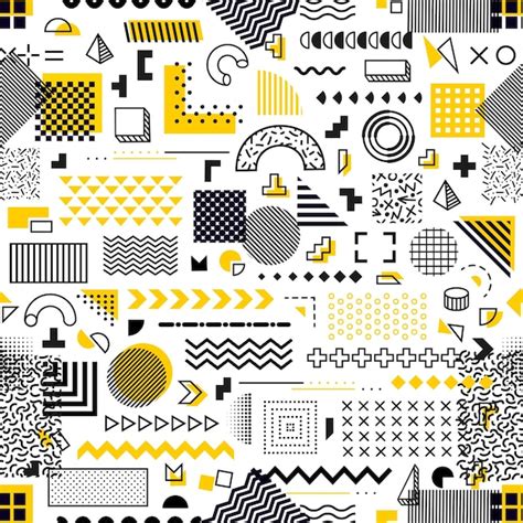 Premium Vector Memphis Geometric Shapes Seamless Pattern Wallpaper Or Wrapping Paper Seamless